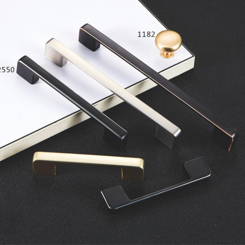 Zamak Handle and Knob Cabinet Handle in Black Gold and Satin Nickel ...